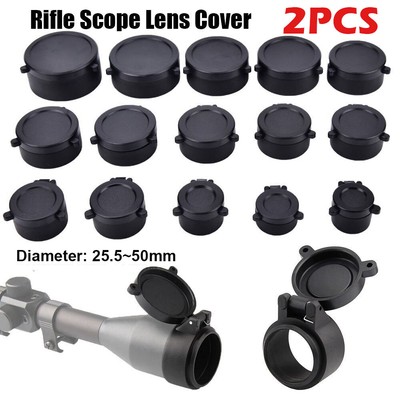 2X Flip Up Scope Covers Rifle Scope Protect Objective Cap Lens Cover ...