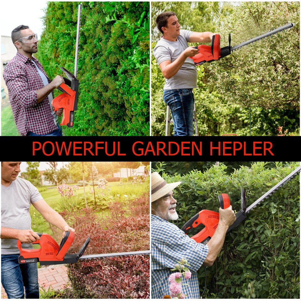 22 Inch Handheld Electric Cordless Hedge Trimmer Bush Trimmer with 2PCS ...