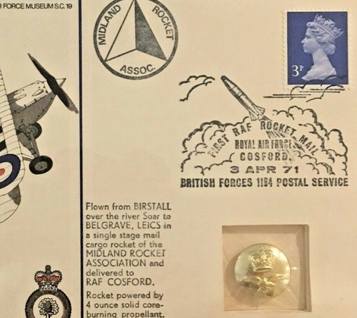 First Royal Air Force Rocket Mail Cover Cosford 1971 with RAF Uniform ...