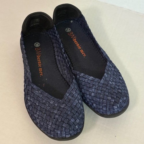 Bernie Mev Woven Navy Blue Comfort Slip On Ballet Flats Shoes Size 39 ...