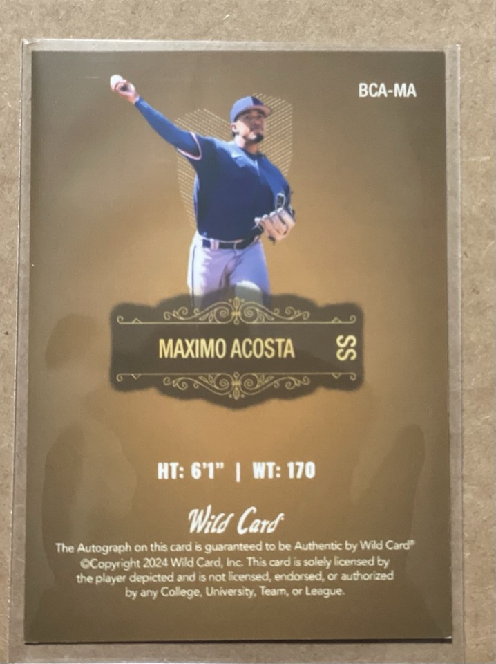 2024 Wildcard Matte Red Baseball Maximo Acosta Auto # /3 Texas Rangers ...