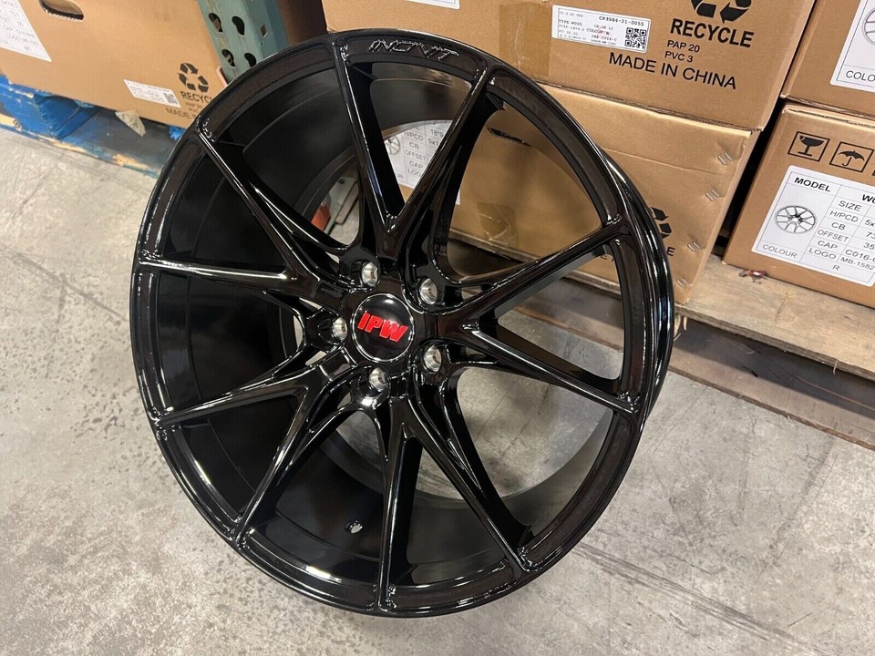 "19x8.5/19x9.5 +35 5x114.3 73.1 Gloss Black Staggered Tuner 19"" Wheels ...