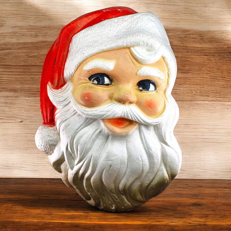 VTG Santa Claus Head Face Styrofoam X Large Blue Eyes MCM Christmas ...
