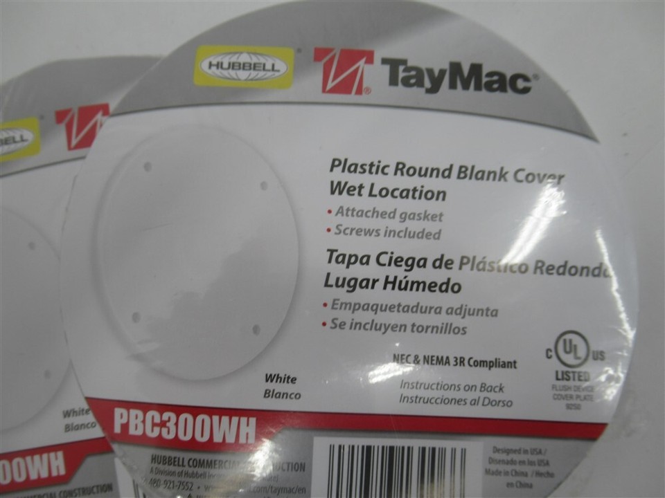 Hubbell TayMac PBC300WH, Plastic Round Blank Covers / Wet Location - 5 ...