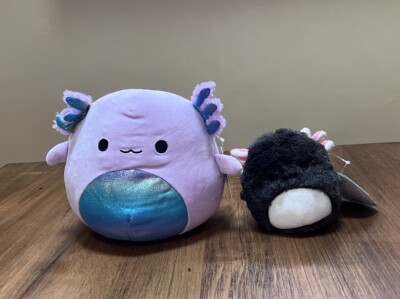 Squishmallow 7” Monica Axolotl NWT NEW Plush 5” Jaelyn Black ...