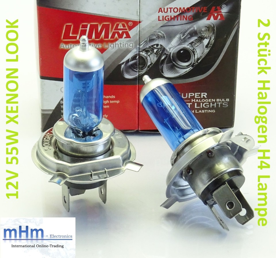 Halogen H4 12v 55w Lampe Birne In Xenon Optik 6000k Glühlampe Für