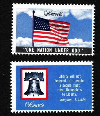 OPC X2 Amvets Flag & Liberty Bell Poster Stamps MNH 44389 | eBay