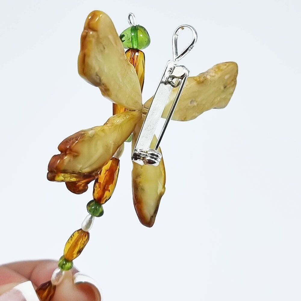 Multi-Color Amber Dragonfly Brooch - Pendant | eBay
