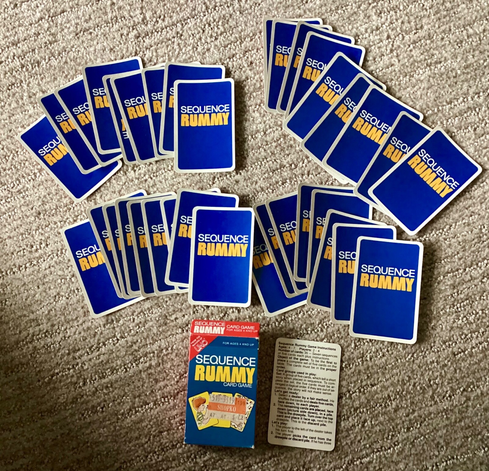 Sequence Rummy Card Game 1983 from the makers of UNO family fun ages 4 ...