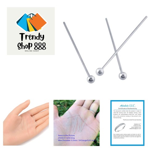 35mm Flexible Sterling Silver Round Ball Head Pins - 100pcs ...