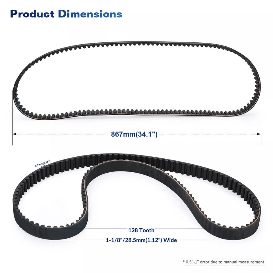 128 1 1/8" REAR DRIVE BELT HARLEY SPORTSTER 883 HUGGER 1200 91-03 REP ...
