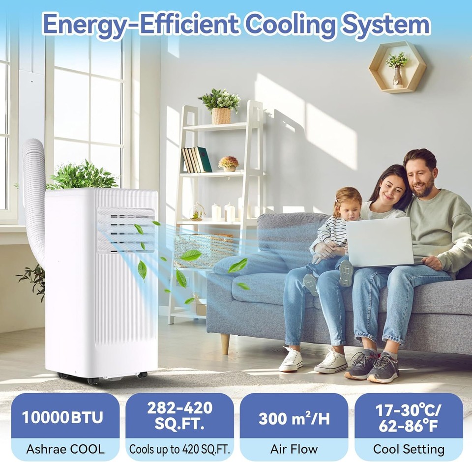 10000 BTU Portable Air Conditioner, 3-In-1 Standing AC Unit Up to 560 ...