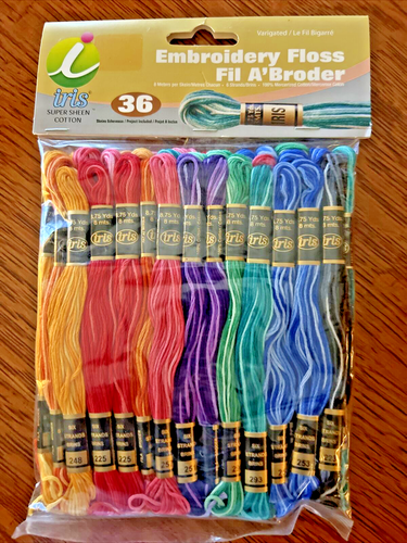 36 IRIS Multi Colors Cross Stitch Super Sheen Cotton Embroidery Floss 6 ...