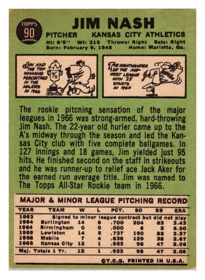 1967 Topps #90 Jim Nash | eBay