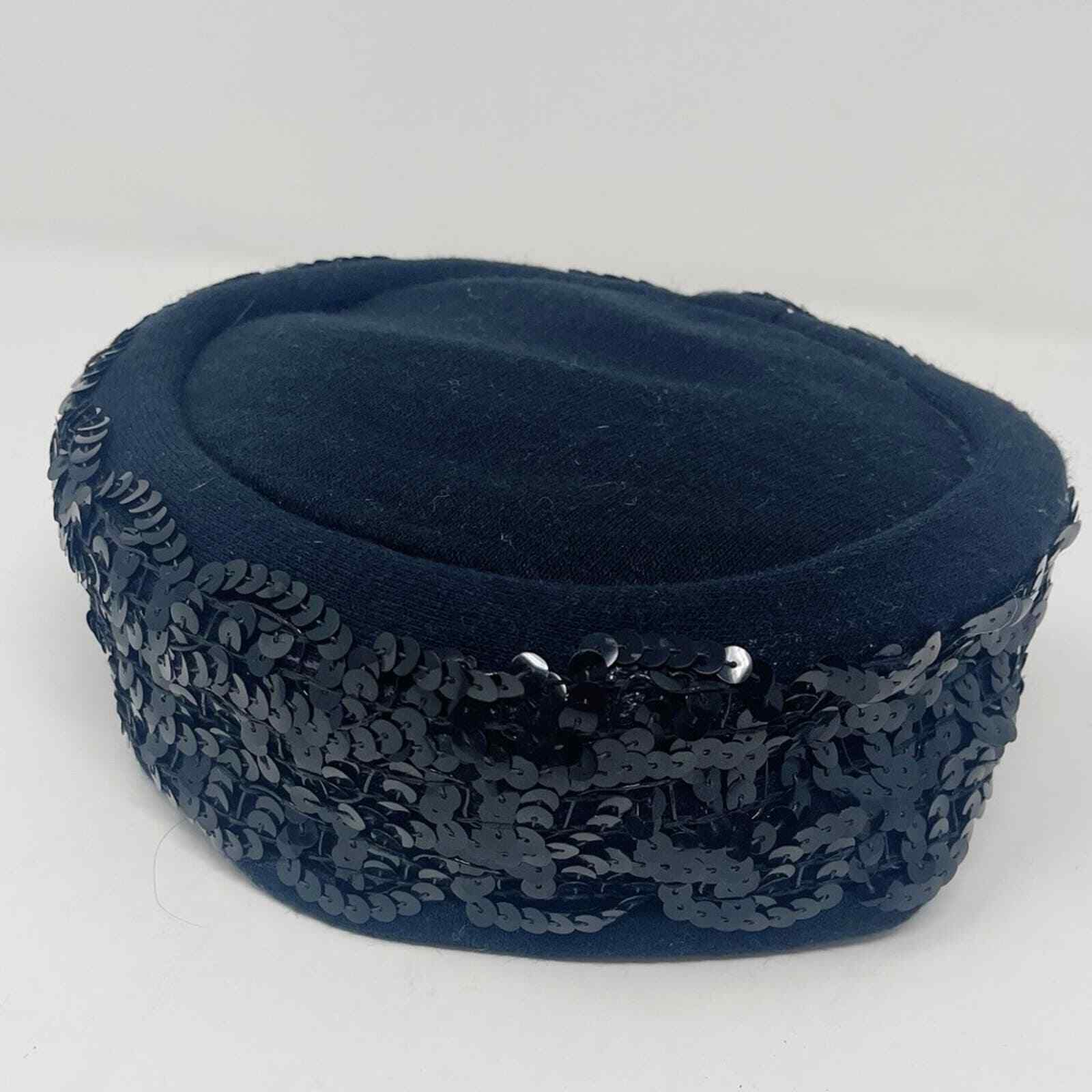 Vintage sequin and fabric pillbox style hat headpiece… - Gem