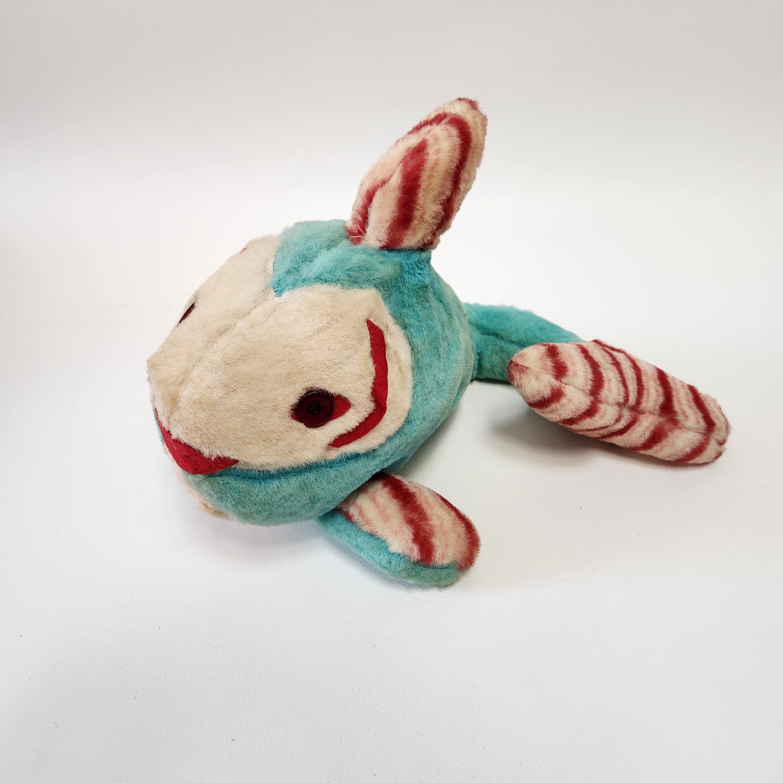 15" VINTAGE BLUE + WHITE RED STRIPE WHALE STUFFED ANIMAL PLUSH TOY ...