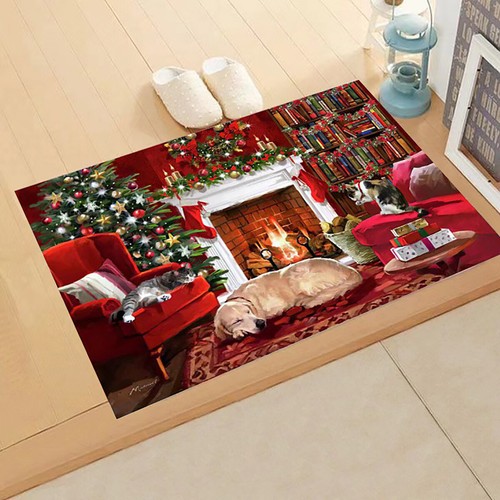 Christmas Winter Rug Kitchen Mat Super Absorbent Non-Slip Rug for Door ...