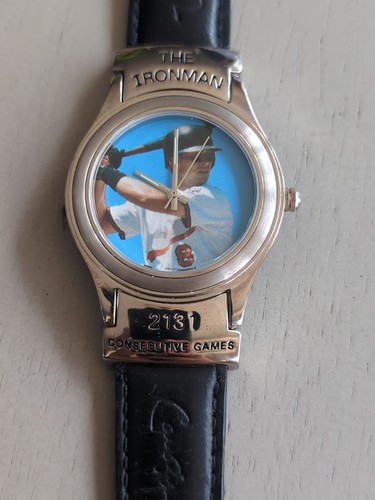 CAL RIPKEN Jr-2131 Consecutive Games : Silvertone Case-Bezel/Black Band ...