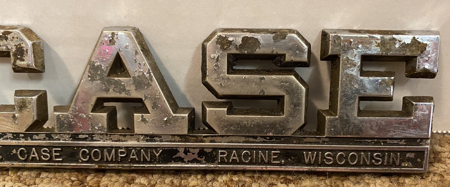 Vintage JI Case Tractor Hood Emblem OEM Part CASE Racine Wisconsin USA ...