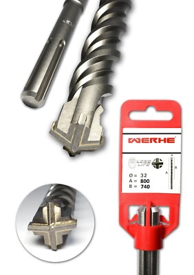 WERHE ® SDS MAX Betonbohrer 32 x 800 mm Hammerbohrer Steinbohrer Beton ...