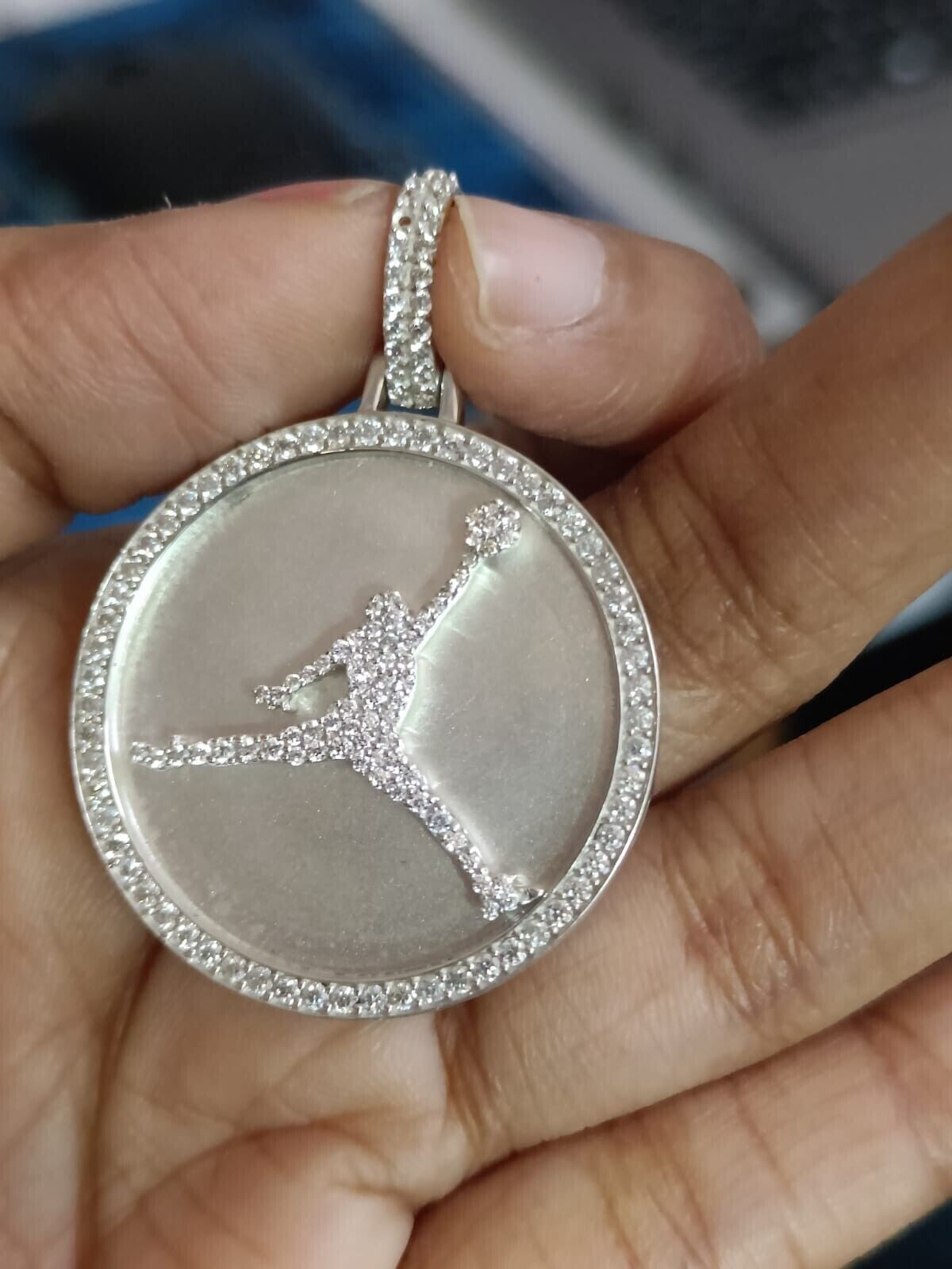 Mens 4.Ct Round Simulated Diamond Basketball Charm Pendant 925 Sterling ...