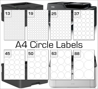 A4 Round Printer Labels. Circle Labels for A4 Laser & Inkjet Printers ...