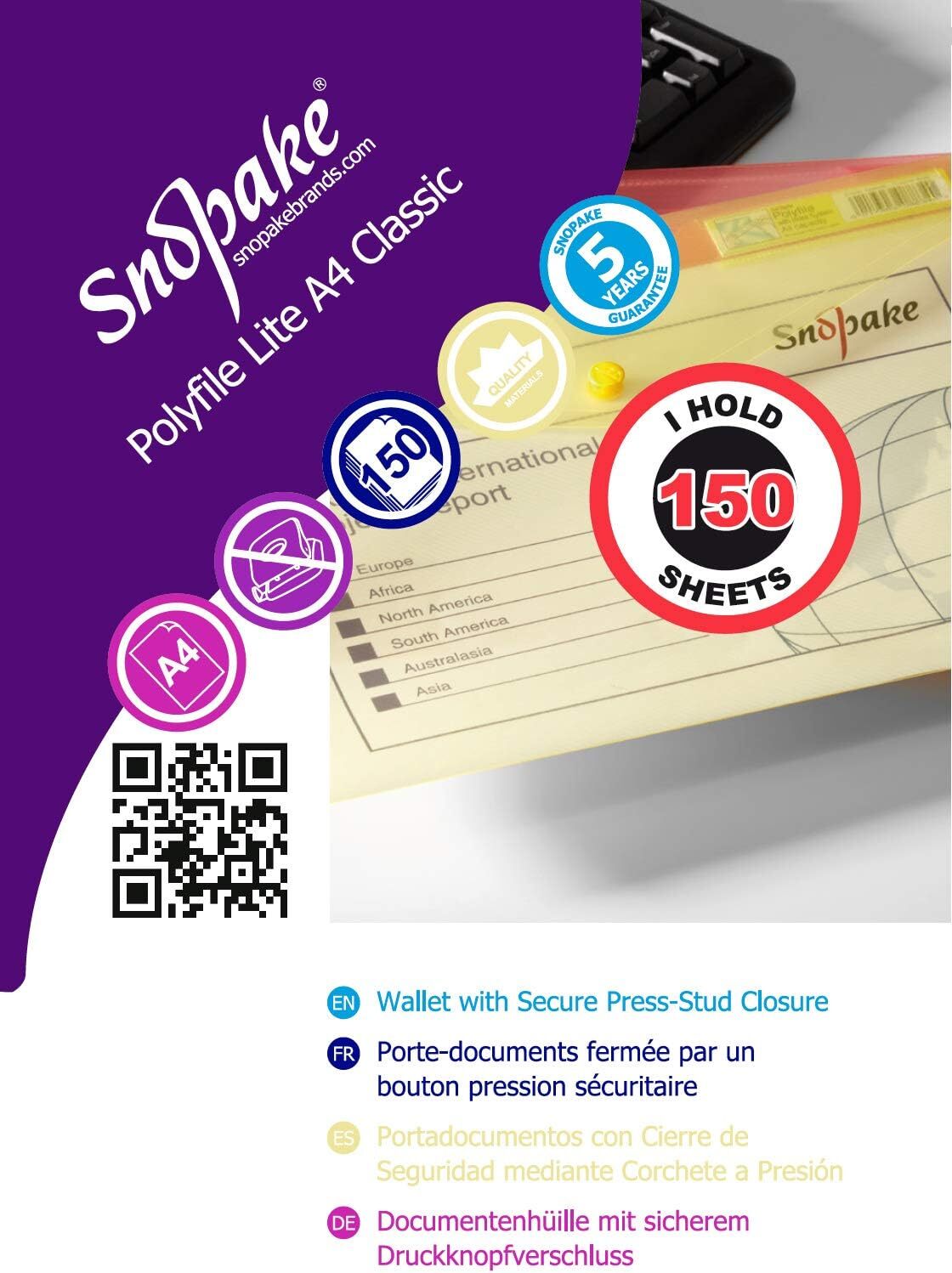 Snopake A4 Polyfile Lite Popper Wallet – Lite Assorted Ref: 15411 ...