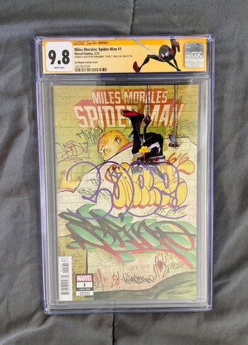 9.8 CGC Signed COPE2 Miles Morales 1 GRAFFITI tag throw up original art ...
