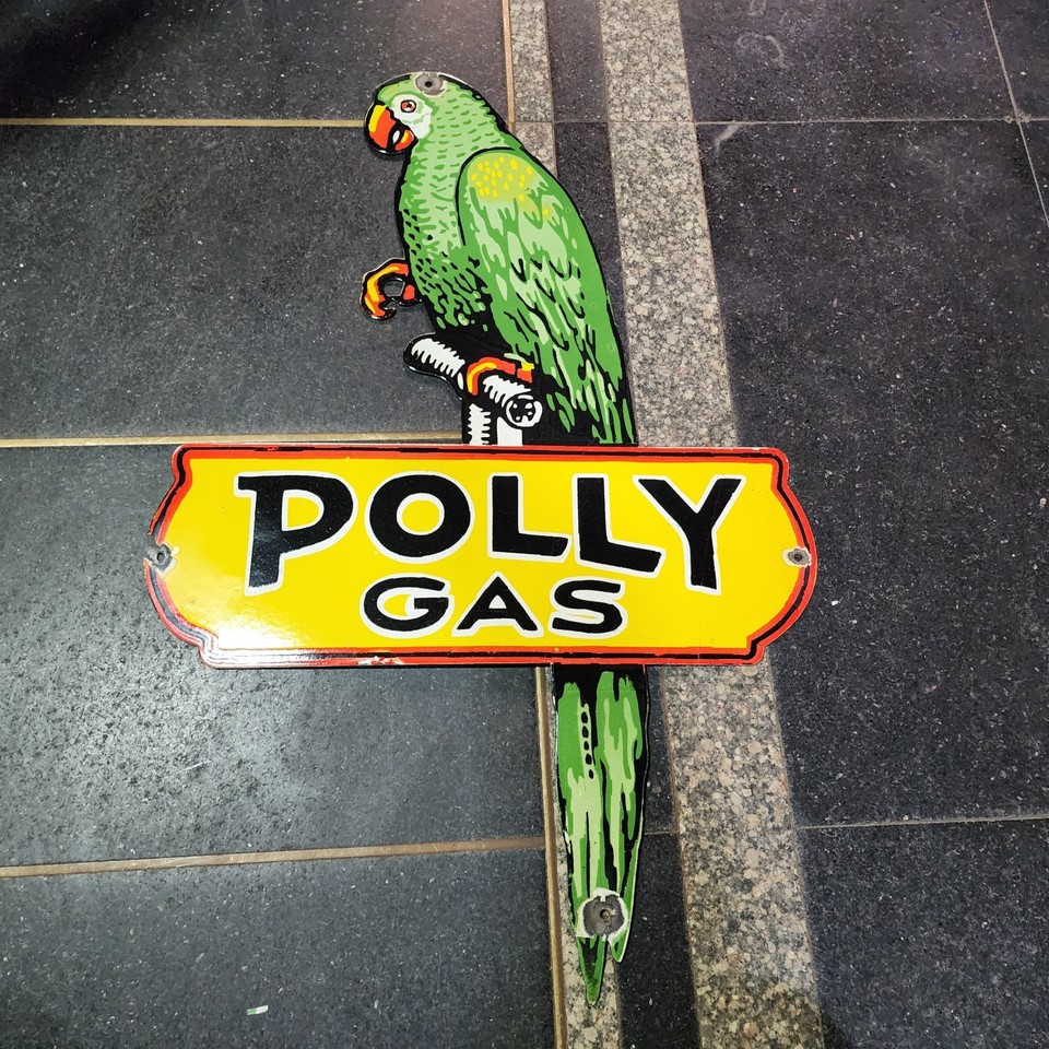 POLLY GAS PORCELAIN ENAMEL SIGN 20 X 30 INCHES | eBay