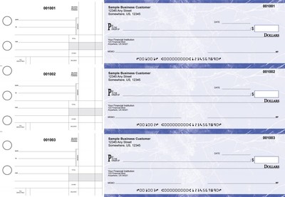 ABC Manual Checks for Business 3 on a Page with Stub Voucher, Blue ...