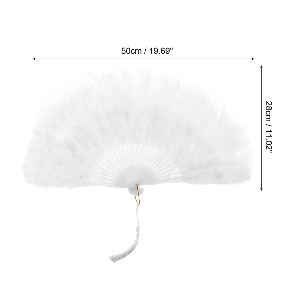 Vintage Feather Hand Fan Folding Fan Feather Fan Handheld White for ...