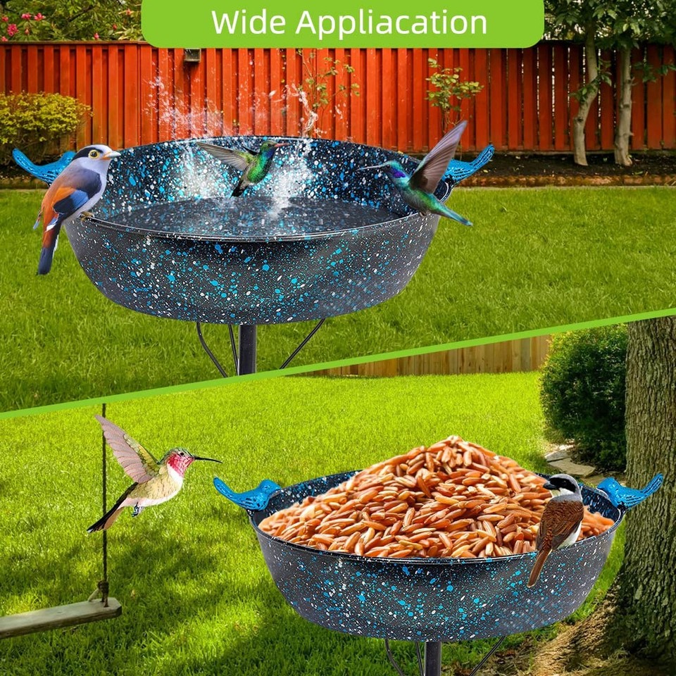 Outdoor Garden Bird Bath, Metal Birdbath with Stable Stakes Bird ...
