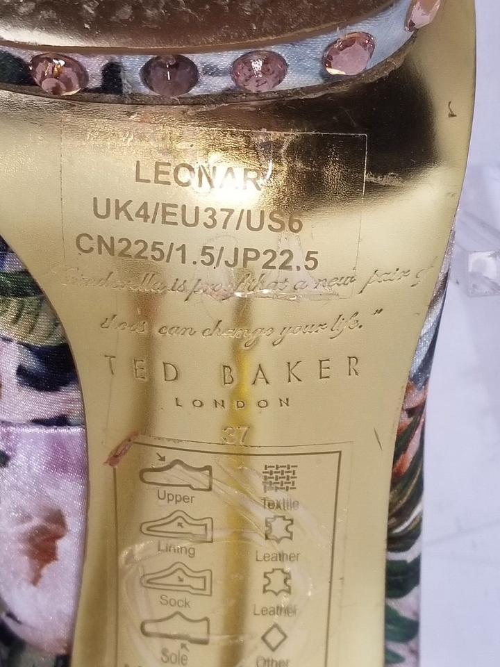 Ted Baker London Women's Leonar Floral Satin Peep Toe Heels Shoes 37 / US 6 M | eBay
