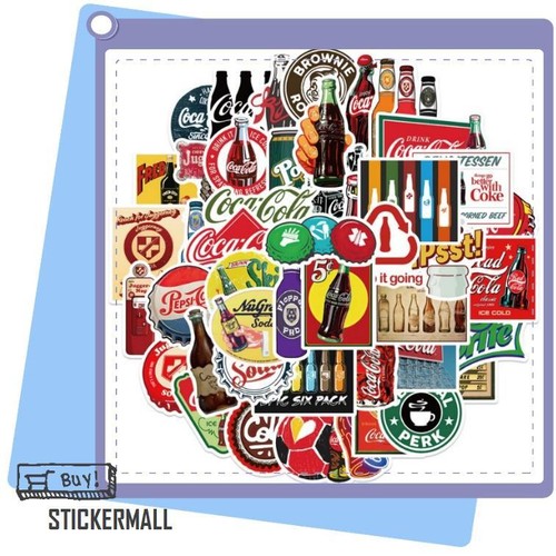 50pcs Cola Bottle Drink Fashion Logo Decal Stickers Waterproof ...