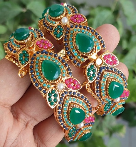 Indian Pakistani bangles/bracelet/ churi 1 pc with green stone | eBay