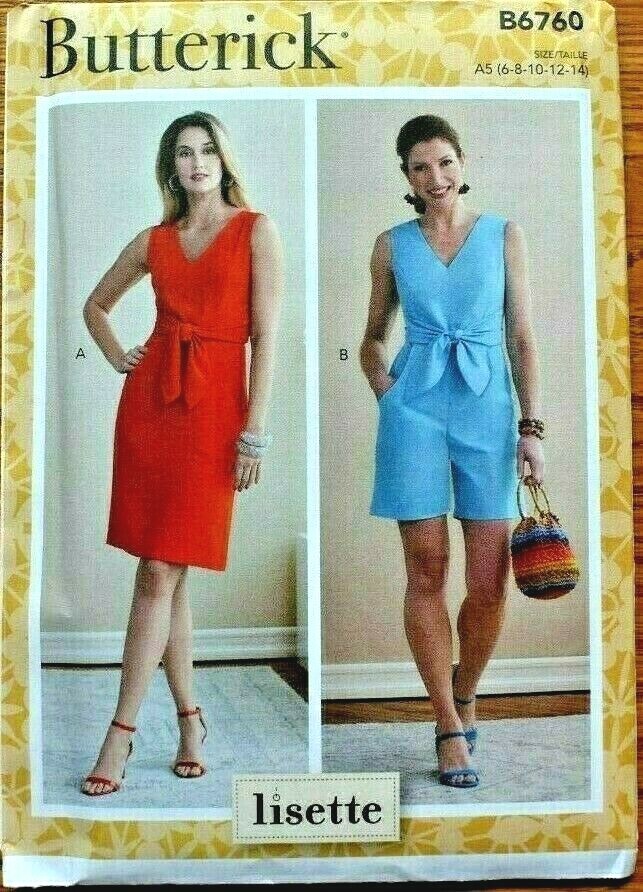 BUTTERICK PATTERN 6760 DRESS ROMPER MISSES SIZES 14 16 18 20 22 UNCUT ...
