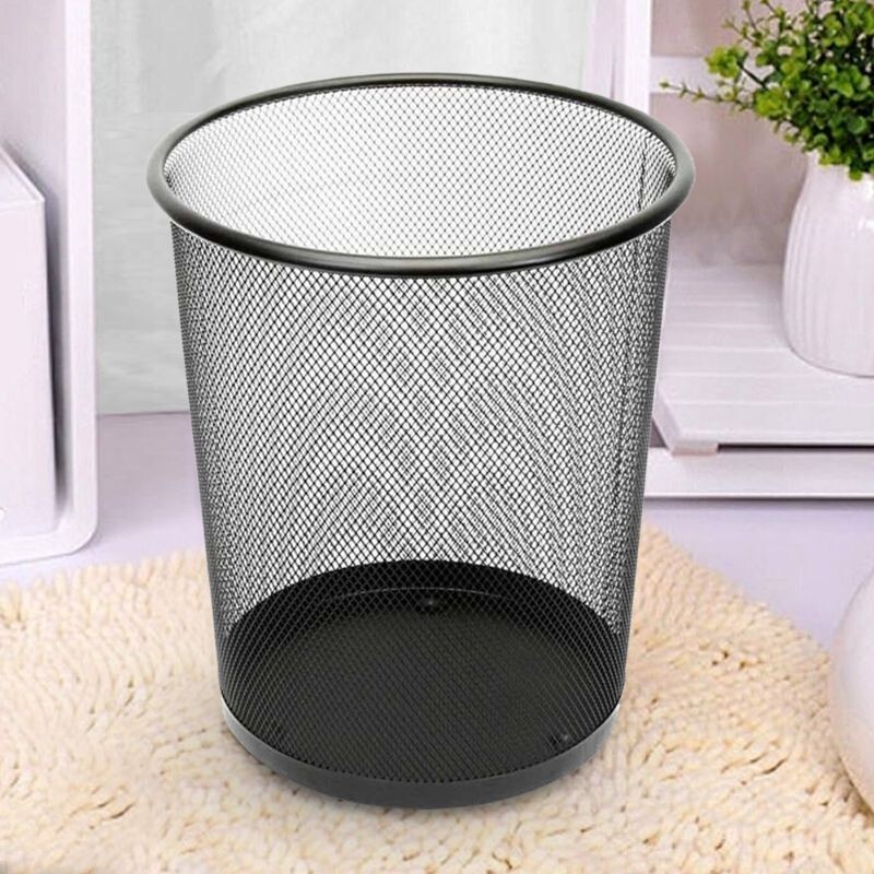 10L Dustbin Trash Can Mesh Metal Home Office Bedroom Waste Paper Bin ...