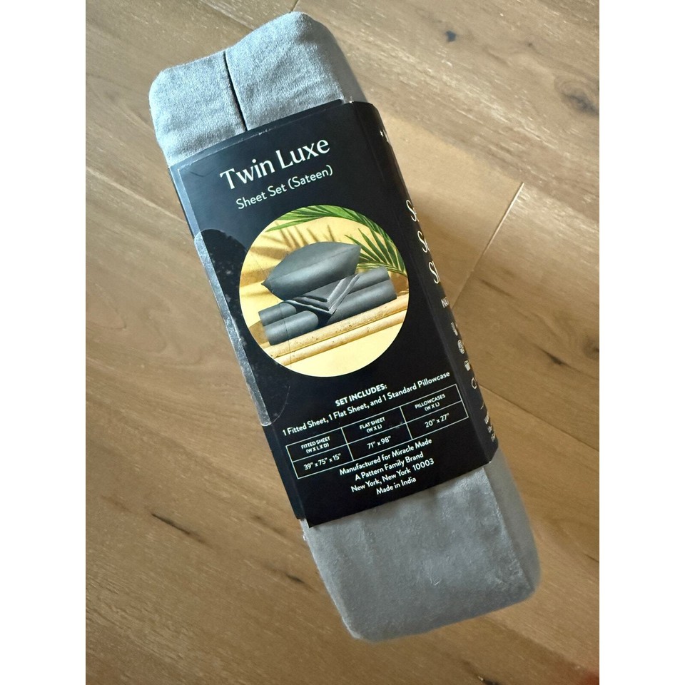 New Miracle Sheets Anti-Microbial Luxe Sheet Set Stone Grey Twin | eBay