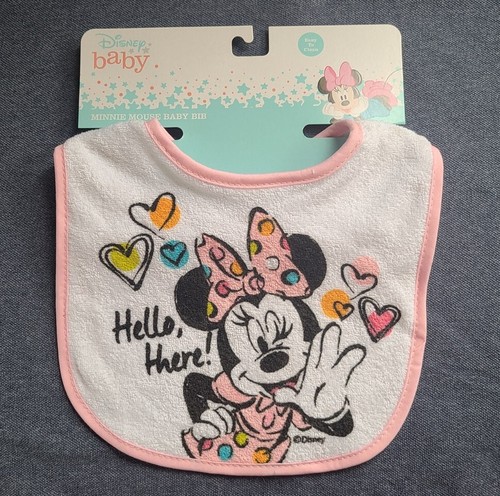 Disney Baby, Minnie Mouse Baby Bib, Girl Pink & White, Brand New | eBay