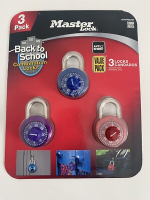 Master Lock Anti-Shim Steel Combination Combo Lock School Locker (3 ...