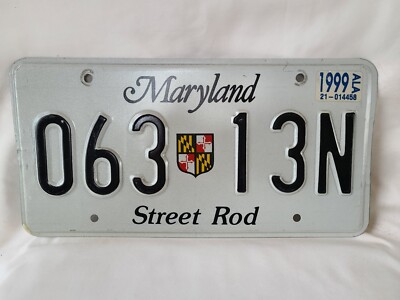 Vintage 1999 Maryland Street Rod 063 13N License Plate 02423 | eBay