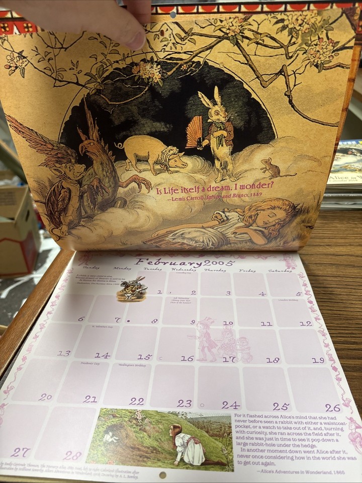 Rare Vintage All Things Alice in Wonderland 2005 Wall Calendar / Linda ...
