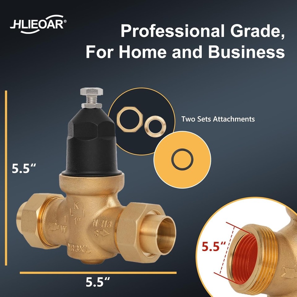 1" NR3XLDU Water Pressure Reducing Valve, Double Union FNPT Connection ...