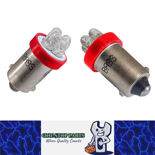 PAIR 12v BA9S LED RED BA9S 4 LED 40LM IDEAL FOR PARK LIGHT OR DASH ...