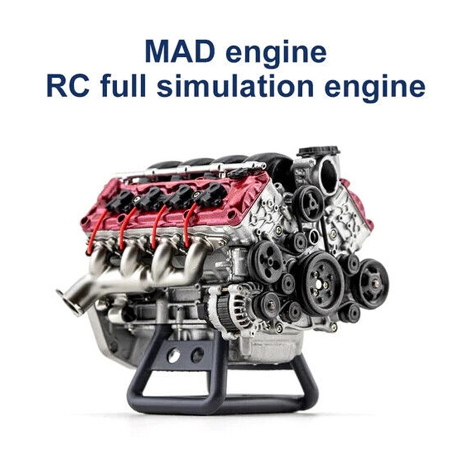 Mini V8 RC Full Simulation Engine Model Toy Kit Mechanical Assembly ...
