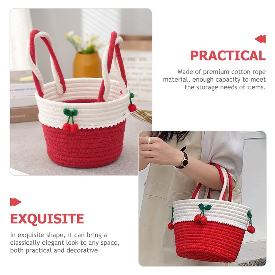 Cotton Rope Woven Storage Bag Multi-Functional Cotton Thread Handbag ...