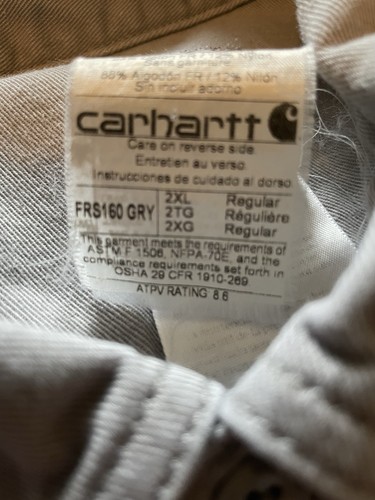 Carhartt Men’s FR Cat 2 Flame Resistant Twill Work Shirt Button Down ...
