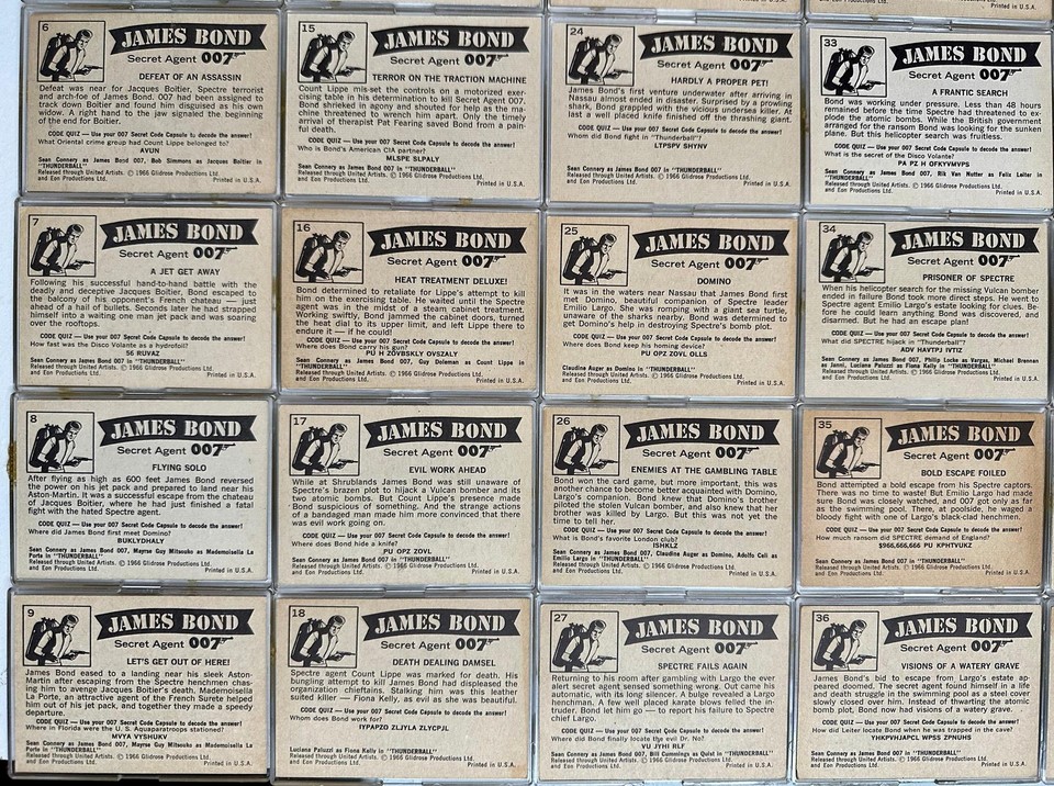 James Bond Thunderball 1966 Vintage Trading Card Set 66 Cards | eBay