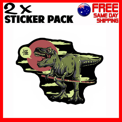 2 x Stickers - T Rex Samurai Dinosaur - Car Bumper Funny Novelty ...