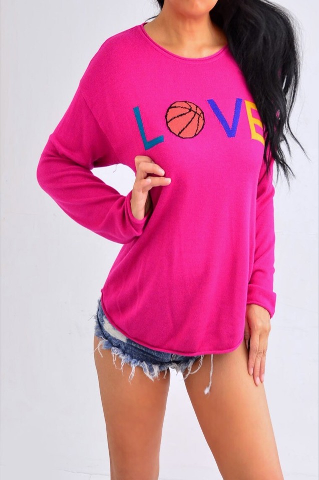 Rachel Zoe Pink Blue Yellow Black Brown Love Knit Shirt Top L Large | eBay